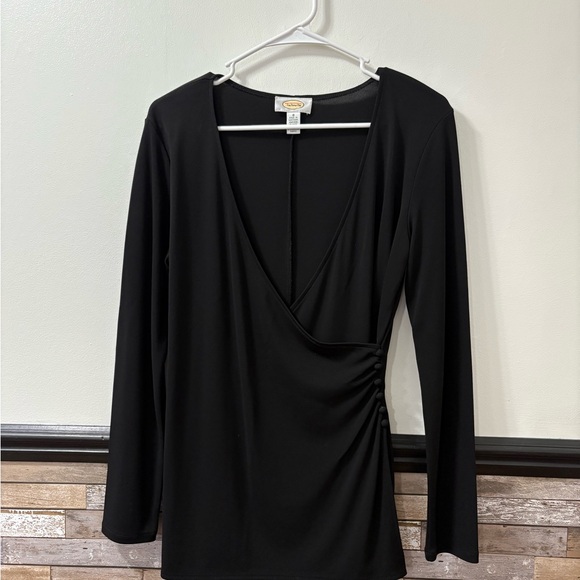 Talbots | Tops | Talbots Black Vneck Long Sleeve Blouse | Poshmark